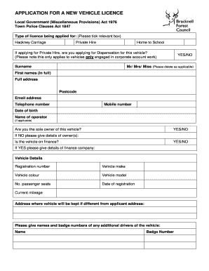 Fillable Online Taxis - application for a new vehicle licence Fax Email ...