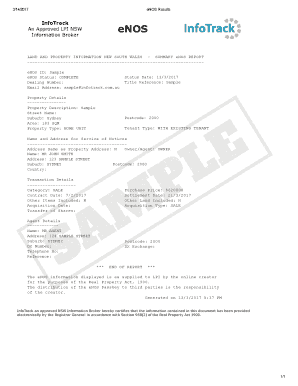 Fillable Online Sample eNOS report - InfoTrack Fax Email Print - pdfFiller