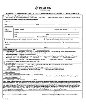 Fillable Online Beacon Authorization PHI.ofm Fax Email Print - pdfFiller