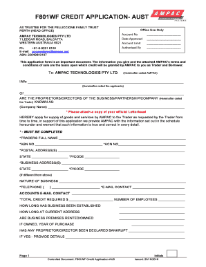 Fillable Online f801wf credit application- aust - Ampac Fax Email Print ...