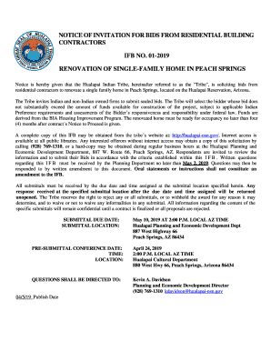 Fillable Online NOTICE OF INVITATION FOR BIDS FROM RESIDENTIAL BUILDING ...