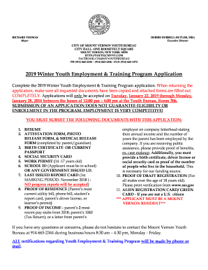 Fillable Online 2019 Youth Employment Application Fax Email Print ...
