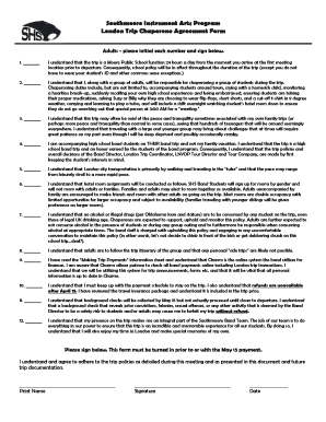 Fillable Online London Trip Chaperone Agreement Form Fax Email Print ...
