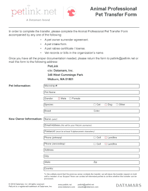 Fillable Online Pet Transfer Form Fax Email Print - pdfFiller