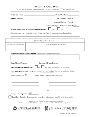 Fillable Online Student P-Card Form Fax Email Print - pdfFiller