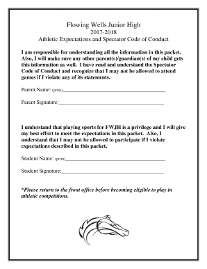 Fillable Online fwjh flowingwellsschools Athletic Expectations Packet ...