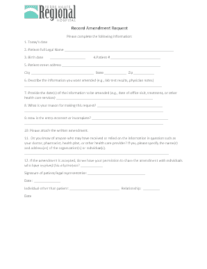 Fillable Online Record Amendment Request. Request Form Fax Email Print ...