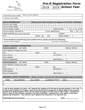 Fillable Online schoolwires henry k12 ga Pre-K Registration Form 2018 ...