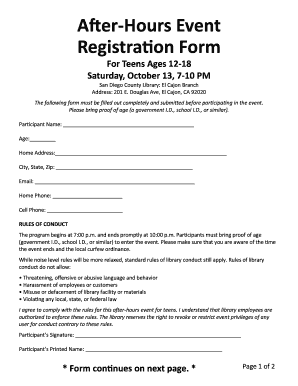 Fillable Online After-Hours Event Registration Form Fax Email Print ...