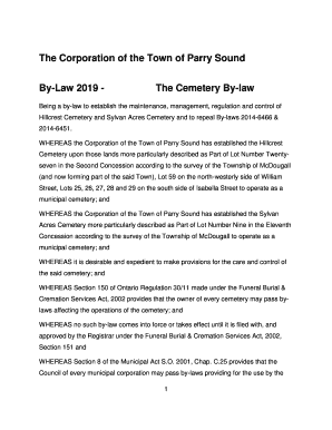 Fillable Online The Cemetery By-law Fax Email Print - pdfFiller