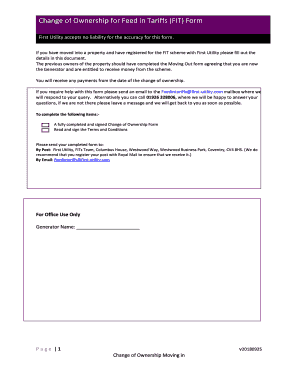 Fillable Online Change of Ownership for Feed in Tariffs (FIT) Form Fax Email Print - pdfFiller