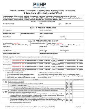 Fillable Online PRIOR AUTHORIZATION for Cochlear Implants, Auditory ...