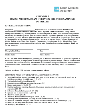 Fillable Online DIVE SAFETY Diving Medical Exam Overview for the ...