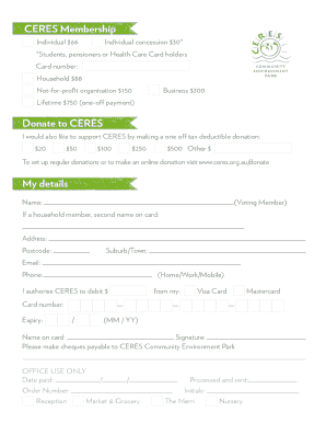 Fillable Online ceres org CERES Membership Form here Fax Email Print ...