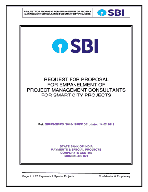 Fillable Online request for proposal for empanelment of project management ... - SBI Fax Email ...