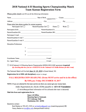 Fillable Online 2018 Team Kansas Registration Form Fax Email Print ...