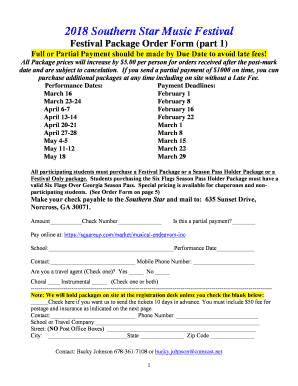 Fillable Online 2018 Package Order Form Fax Email Print - pdfFiller