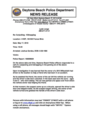 Fillable Online Re: Carjacking - Kidnapping Fax Email Print - pdfFiller