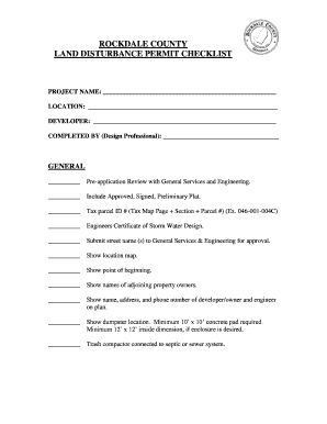 Fillable Online rockdale county land disturbance permit checklist Fax ...