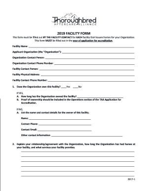 Fillable Online 2019 FACILITY FORM Fax Email Print - pdfFiller
