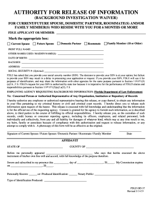 Fillable Online authority for release of information - FDLE Fax Email ...