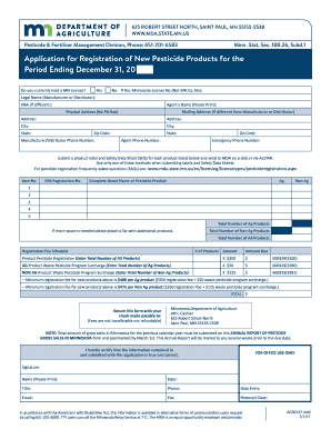 Fillable Online Pesticide Products Registration Application. Application for Registration of New ...
