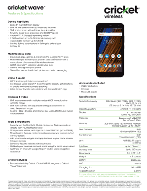 Fillable Online Cricket Wave Spec Sheet Fax Email Print - pdfFiller