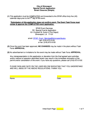 Fillable Online Street Closures - SPAR Fax Email Print - pdfFiller