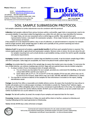 Fillable Online soil sample submission protocol - Lanfax Laboratories ...