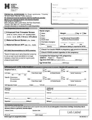 North York General Prenatal Screening Requisition - Fill Online ...