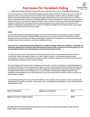 Fillable Online Permission for Horseback Riding Fax Email Print - pdfFiller
