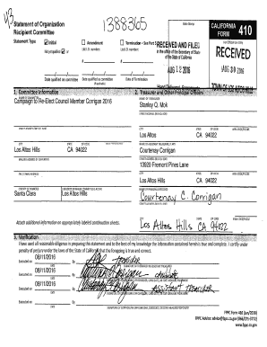 Fillable Online Form 410-Statement of Organization (Copy with Secretary ...