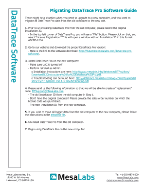 Fillable Online DataTrace Pro Software - DataTrace data loggers - Mesa ...