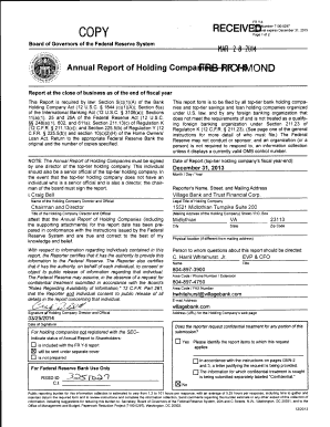 Fillable Online FRB: Report Forms, FRY-20 - Federal Reserve Bank Fax ...