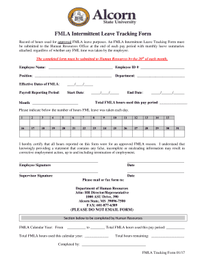 Fillable Online Record of hours used for approved FMLA leave purposes ...