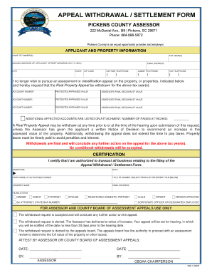 Fillable Online APPEAL WITHDRAWAL / SETTLEMENT FORM Fax Email Print ...