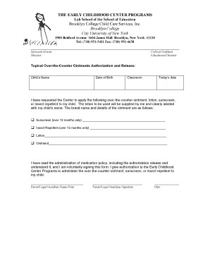 Fillable Online THE EARLY CHILDHOOD CENTER PROGRAMS Fax Email Print ...