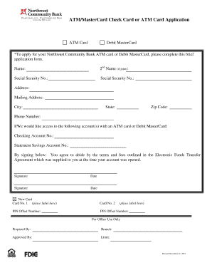 Fillable Online ATM or ATM/Mastercard Application. ATM or ATM ...