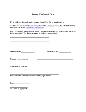 Fillable Online Sample Withdrawal Form Fax Email Print - pdfFiller