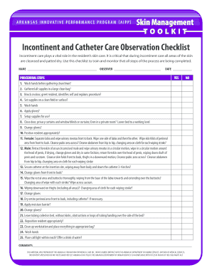 Fillable Online Incontinent and Catheter Care Observation Checklist Fax ...