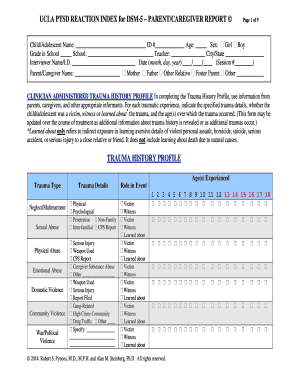 Fillable Online UCLA PTSD REACTION INDEX for DSM-5 PARENT/CAREGIVER ...