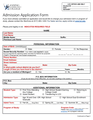 Fillable Online LCC Paper Admissions Application Fax Email Print ...