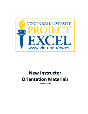 Fillable Online PROJECT EXCEL ORIENTATION PACKET COVERSHEET Fax Email ...