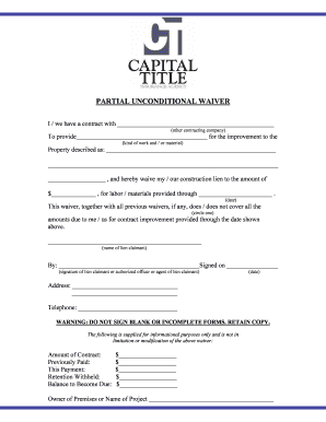 Fillable Online CAP Partial Unconditional Waiver.doc Fax Email Print ...