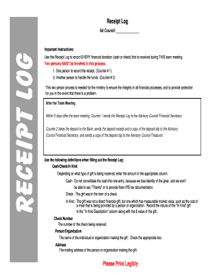 Fillable Online Receipt Log Fax Email Print - pdfFiller