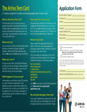 Fillable Online The Arriva Teen Card Fax Email Print - pdfFiller