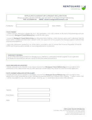 Fillable Online APPLICANT/GUARANTOR CONSENT DECLARATION Fax Email Print ...