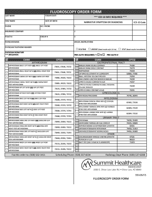 Fillable Online fluoroscopy order form - Summit Healthcare Fax Email ...