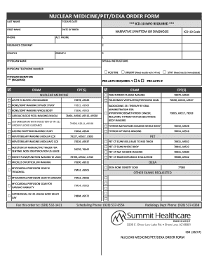 Fillable Online Nuclear Medicine Order Form - Summit Healthcare Fax ...