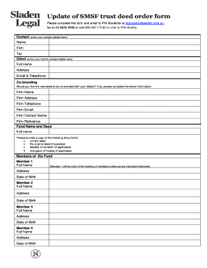 Fillable Online Update of SMSF trust deed order form Fax Email Print - pdfFiller